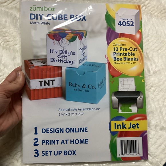 Art | Diy Cube Box Matte White 12 Precut Printable Blank Boxes Ink Jet ...